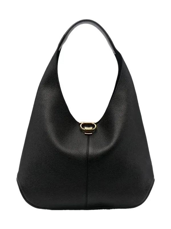 FERRAGAMO Gancini Logo Grain Handbag - Black