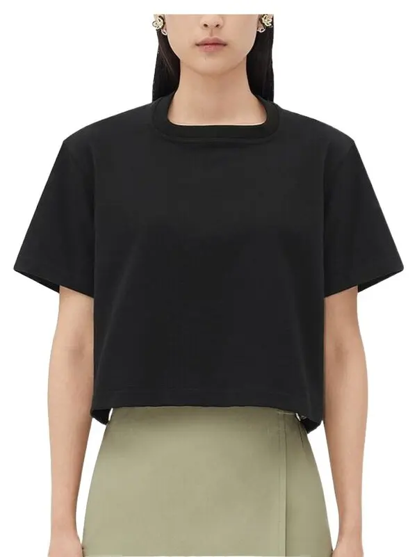 Bottega Veneta Heavy Knit Cropped T-shirt - Black