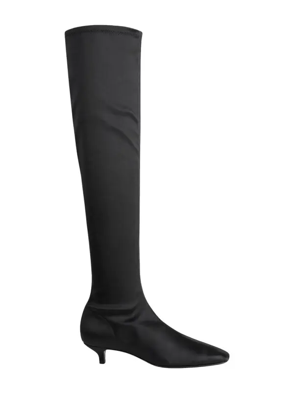 TOTEME Satin Square-toe Knee-high Boots - Black
