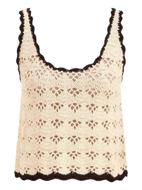 Zimmermann Rhiannon Scoop Neck Crochet Tank - Cream Black