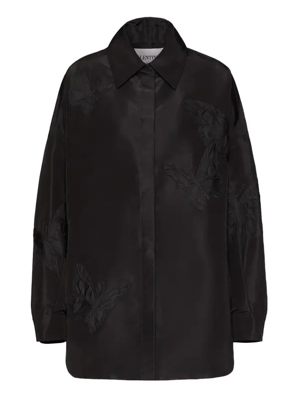 Valentino Garavani Butterfly Embroidered Shirt - Black