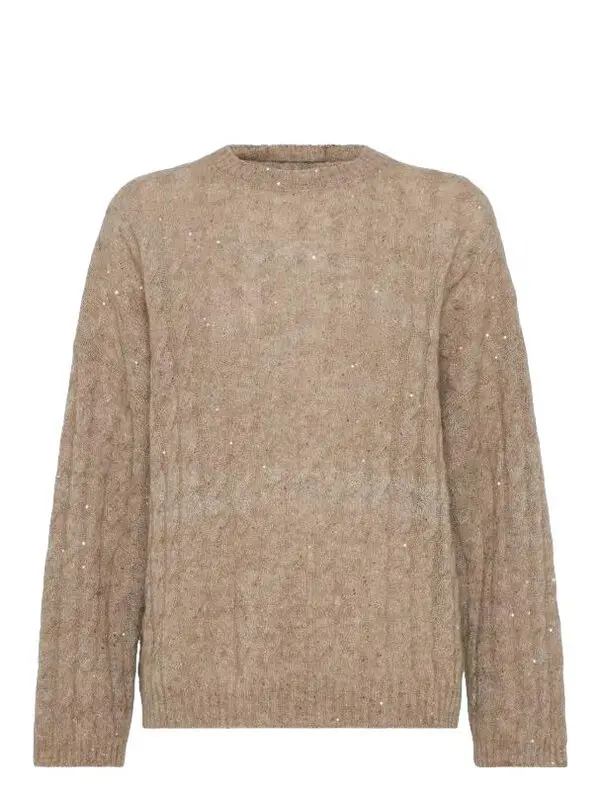 Brunello Cucinelli Cable-knit Jumper With Detachable Hood - Hazelnut