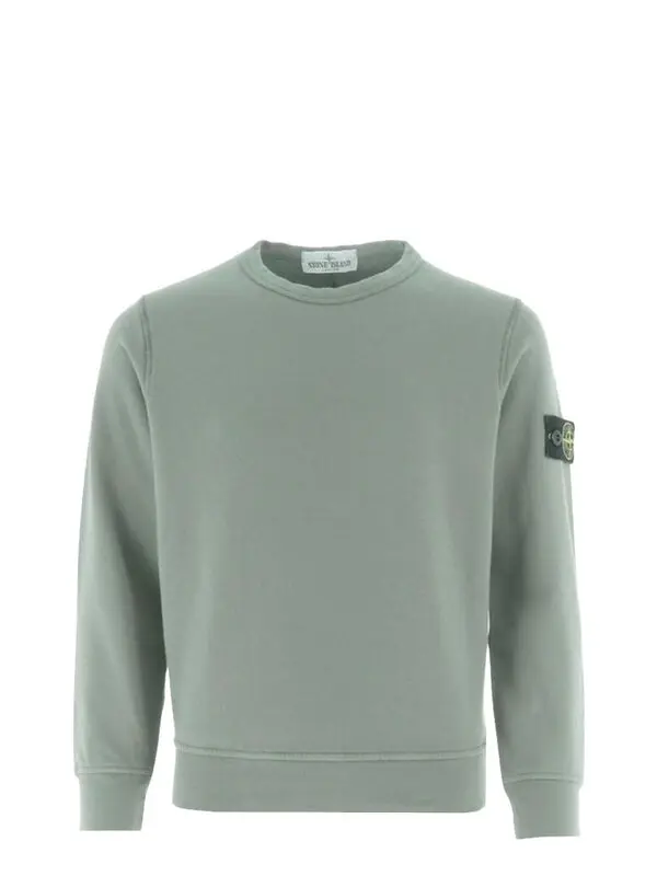 Stone Island Crewneck Cotton Sweatshirt With Compass Badge - Pearl Gray