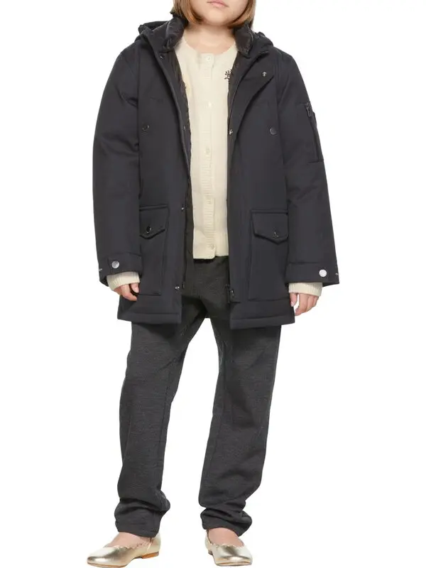 Bonpoint Logo Parka Coat - Black