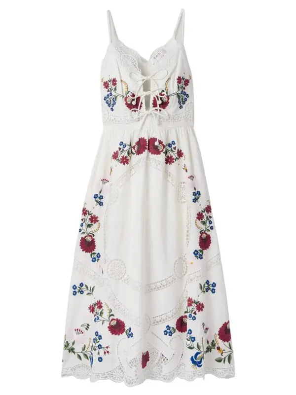 Sea Celia Broderie Anglaise Midi Dress - White