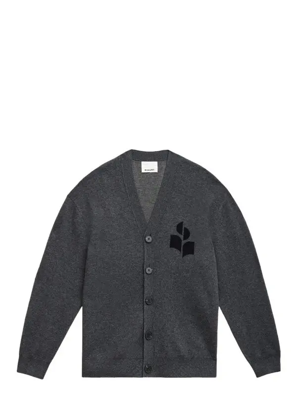 Isabel Marant Étoile Curtis Logo Intarsia Knitted Cardigan - Anthracite