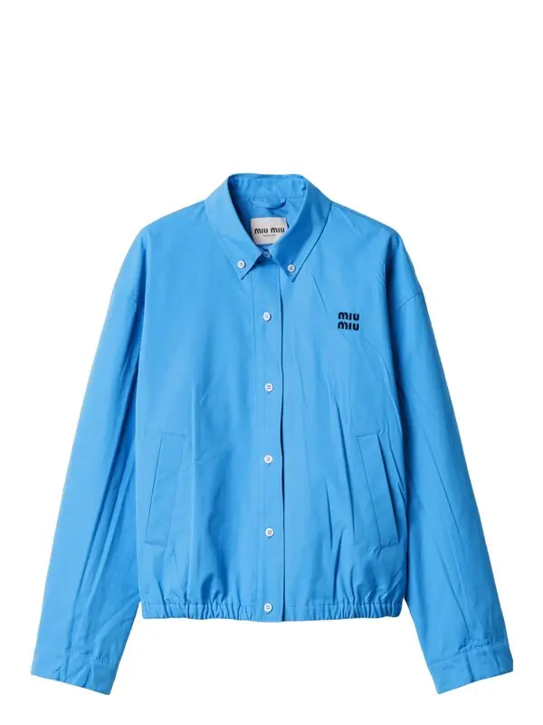 Miu Miu Embroidered Logo Shirt Jacket - Periwinkle Blue