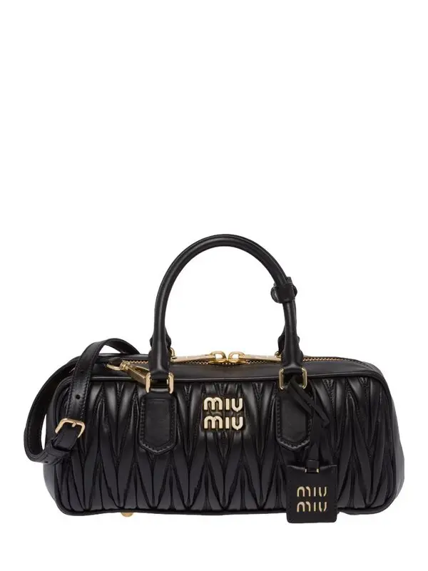 Miu Miu Arcadie Matelassé Zipped Handbag - Black