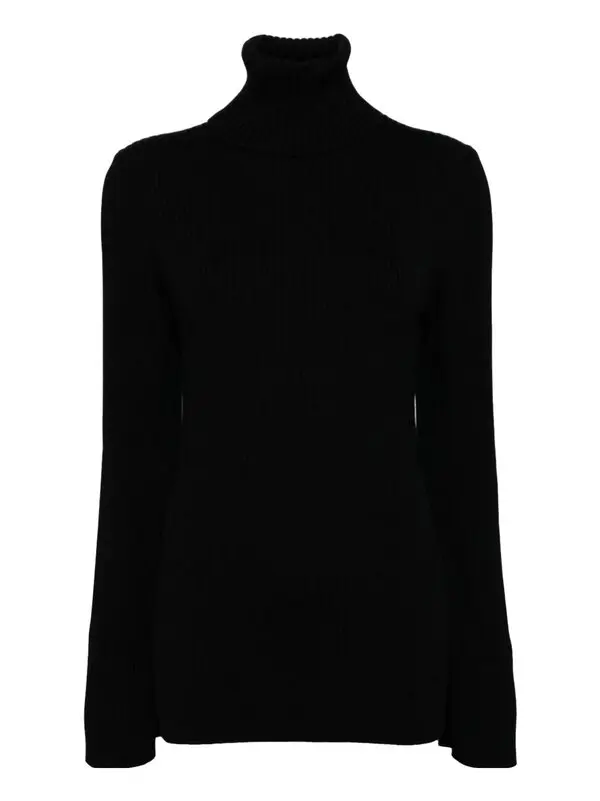 Junya Watanabe Long-sleeved Ribbed Turtleneck Top - Black