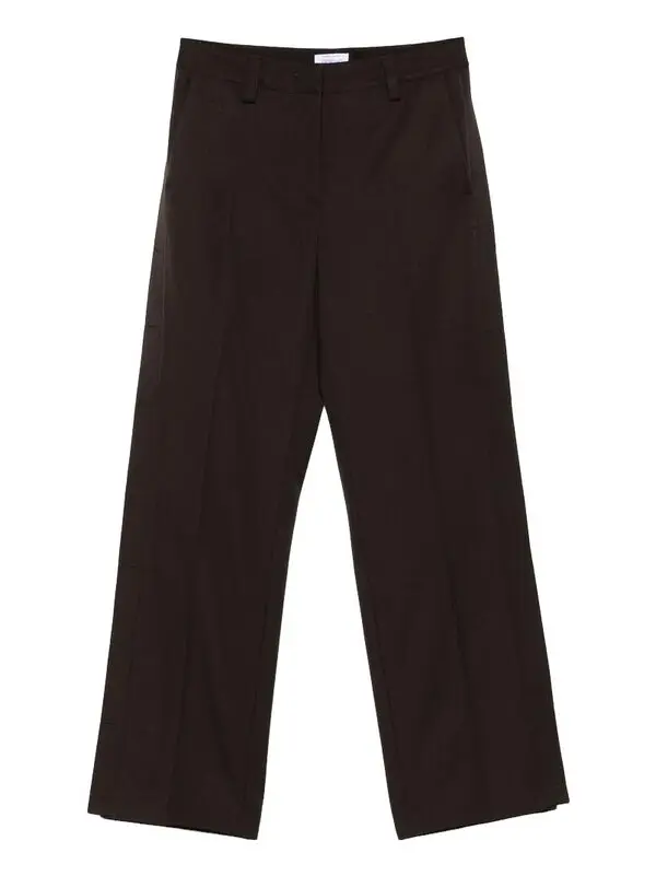 Off-White Pleated Detail Wide-leg Trousers - Black