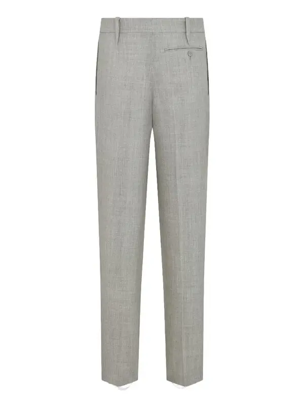 Dior Straight Leg Pleated Trousers - Gray