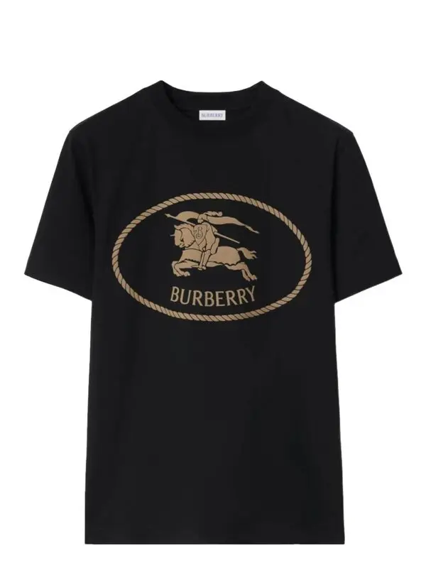 Burberry Logo Printed Crewneck T-shirt - Black