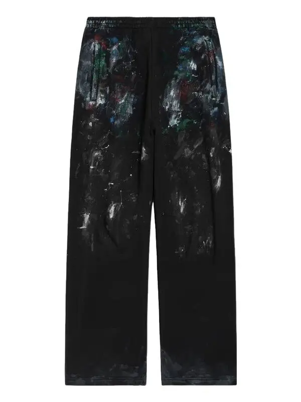 Balenciaga Paint Splatter Wide-leg Trousers - Black