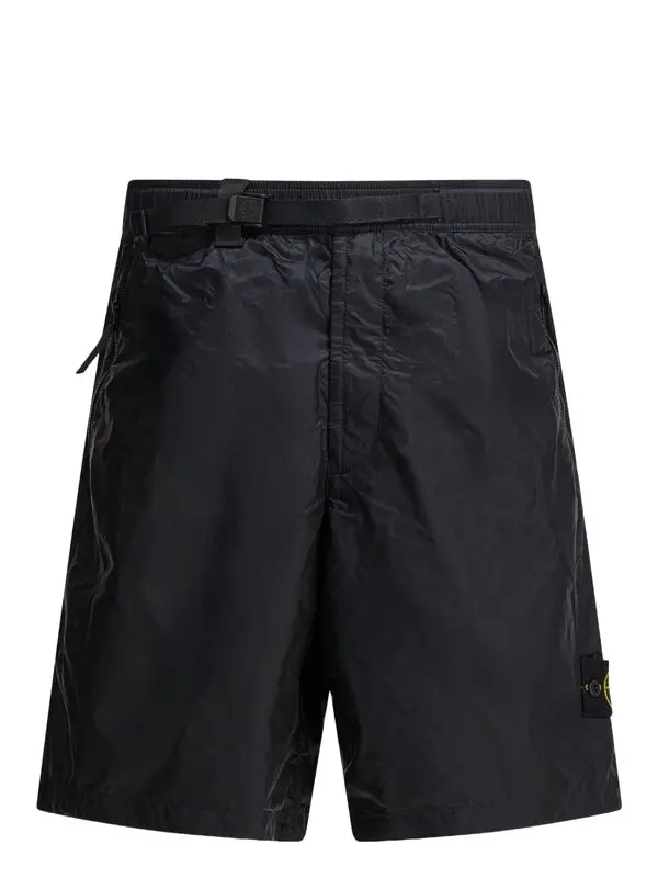 Stone Island Logo Patch Belted Shorts - Blue