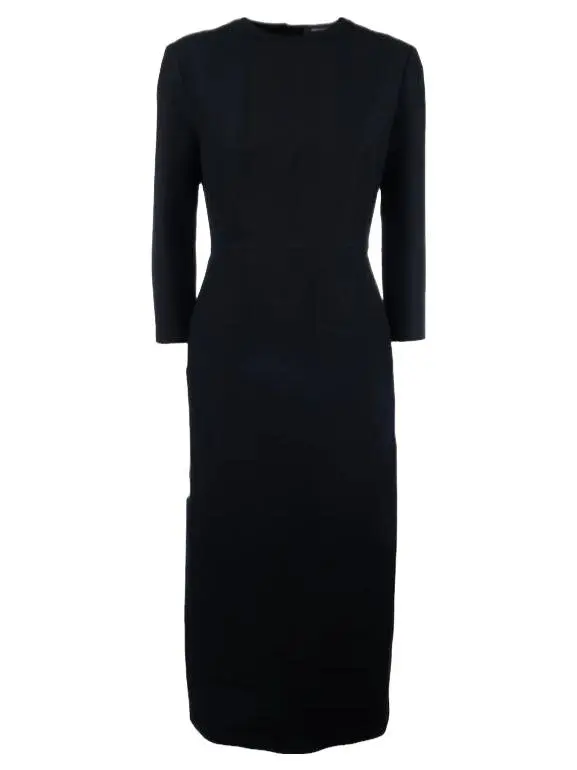 Fabiana Filippi Long Sleeve Crewneck Midi Dress - Black