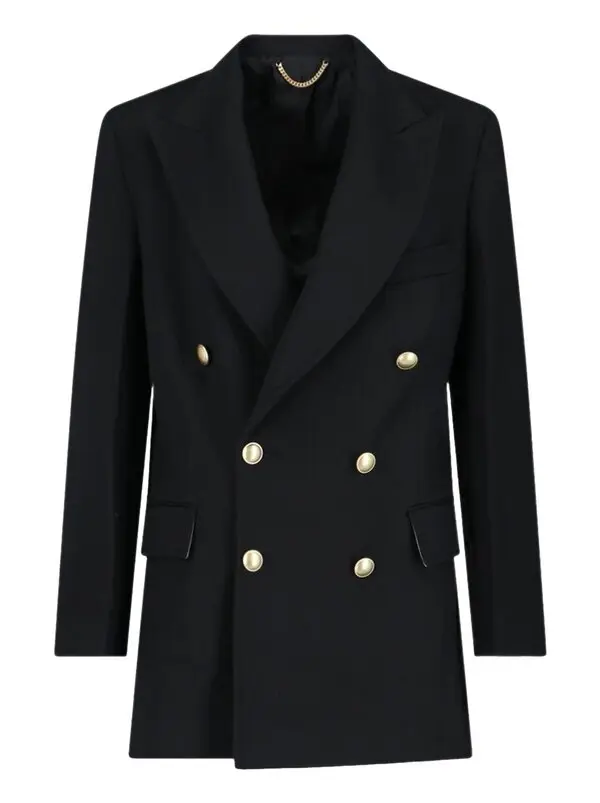 Victoria Beckham Double-breasted Straight Hem Blazer - Black
