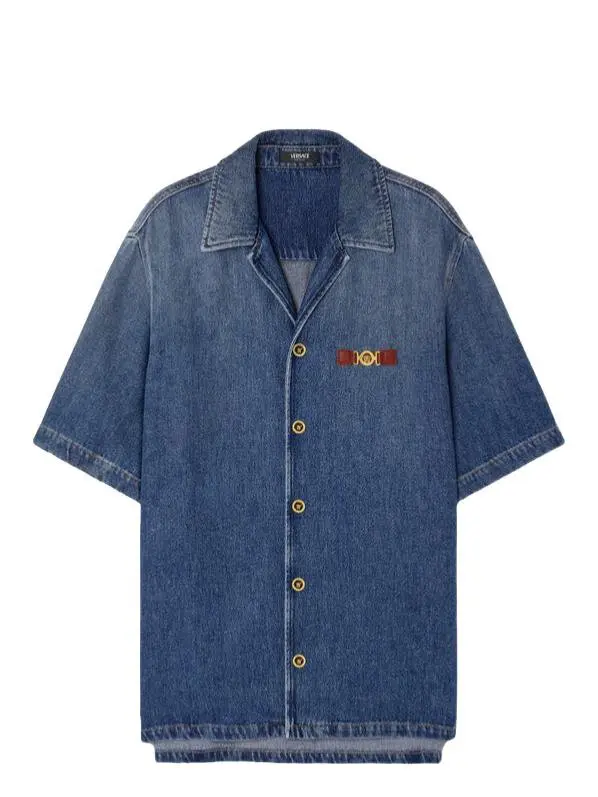 Versace Short-sleeved Denim Shirt - Blue