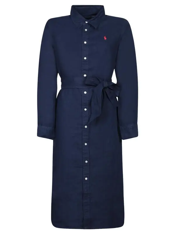 Polo Ralph Lauren Embroidered Midi Shirt Dress - Newport Navy
