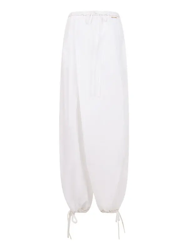 Marni Wide-leg Drawstring Poplin Trousers - White