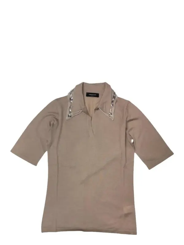Fabiana Filippi Embellished Collar T-shirt - Brown