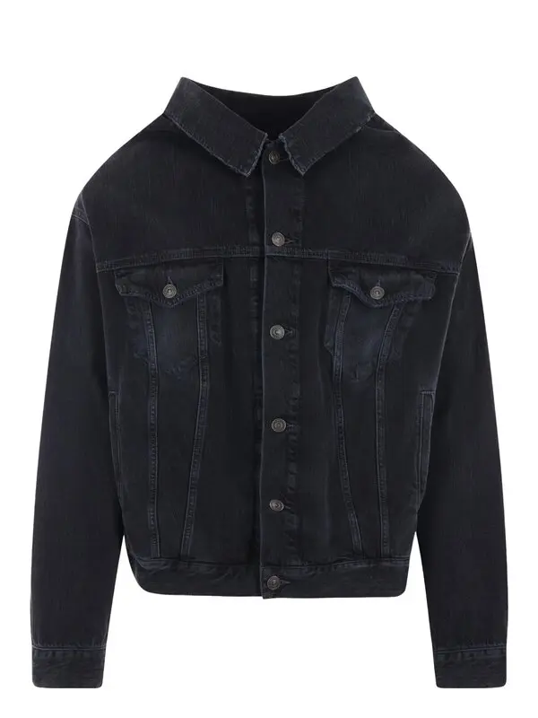 Balenciaga Faded Denim Jacket - Black