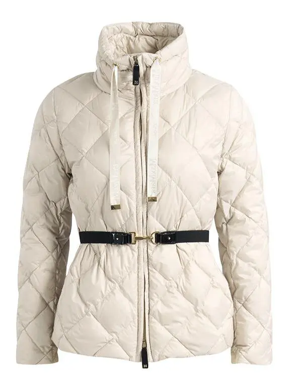 Max Mara Quilted Down Jacket With Belt - Sand-colored