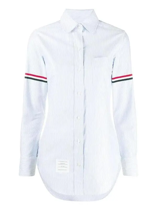 Thom Browne Striped Button-up Shirt With Signature Stripes - Blue