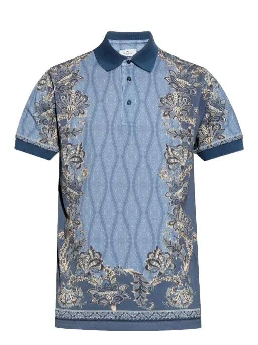 Etro Paisley Printed Short-sleeved Polo Shirt - Blue