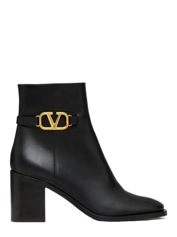 Valentino Garavani Vlogo Signature Leather Ankle Boots - Black