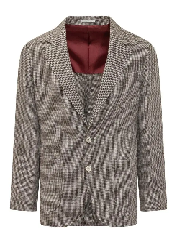 Brunello Cucinelli Checked Single-breasted Blazer - Gray
