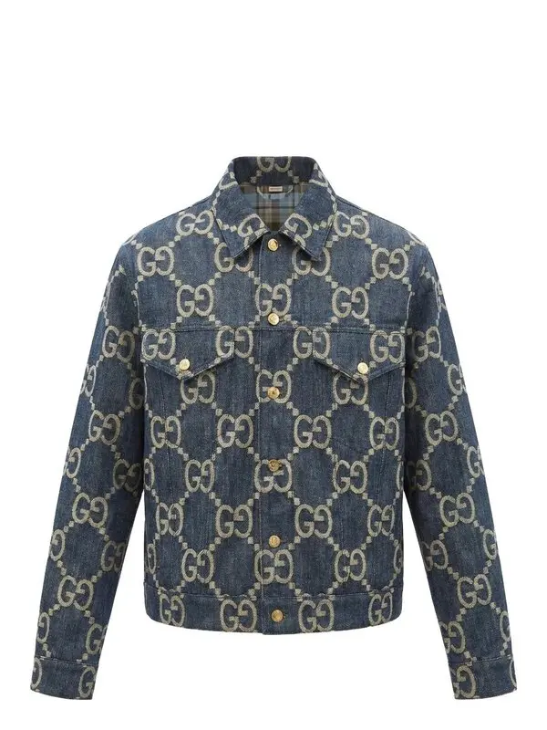 Gucci Interlocking G Pattern Denim Jacket - Black