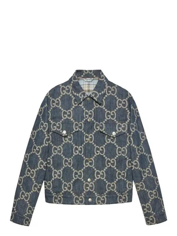 Gucci Interlocking G Pattern Denim Jacket - Black