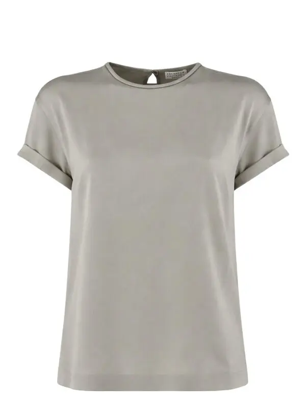 Brunello Cucinelli Satin Crewneck T-shirt - Gray