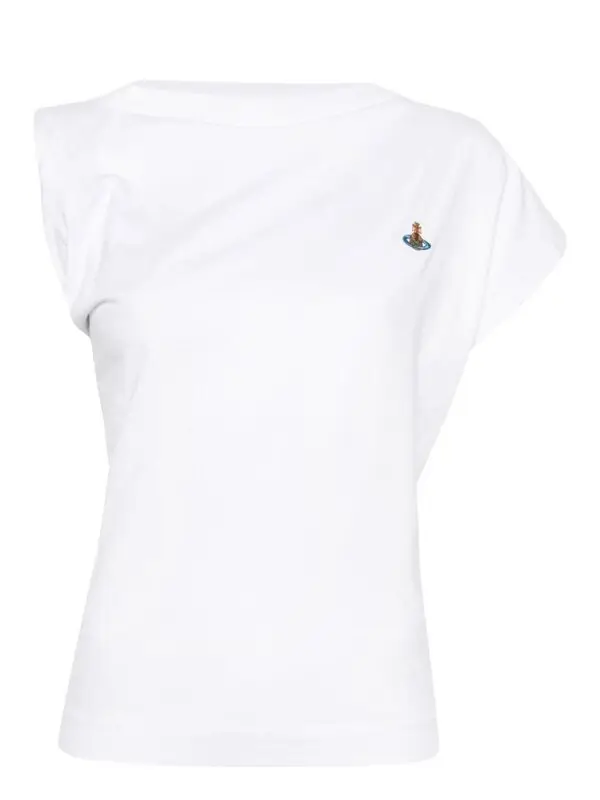 VIVIENNE WESTWOOD Orb Embroidered Asymmetric T-shirt - White