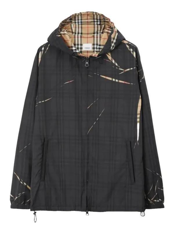 Burberry Sliced Check Hooded Jacket - Black