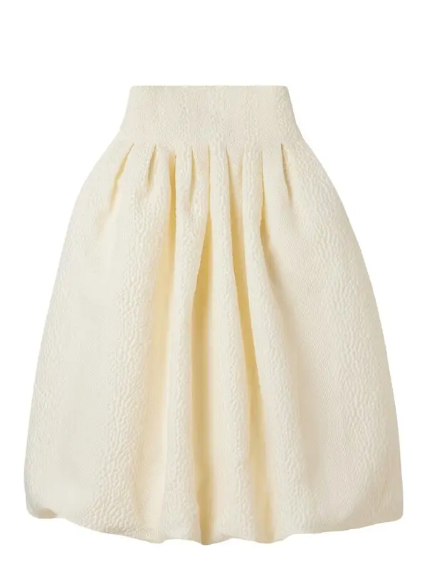 Sea Pleated Cloqué Midi Skirt - Nude