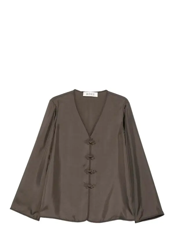 RÓHE Voluminous Peplum Top - Brown