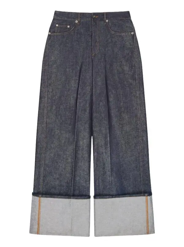 Givenchy Cuffed Hem Wide-leg Jeans - Dark Blue