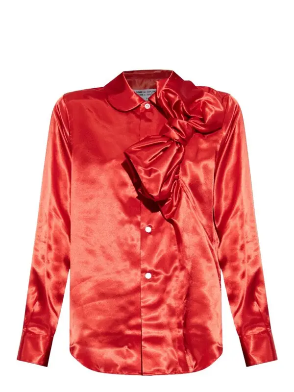 Play Comme Des Garcon Long Sleeve Shirt With Bow Detail - Red