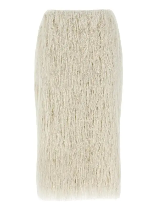 Dries Van Noten Fringed Pencil Skirt - White