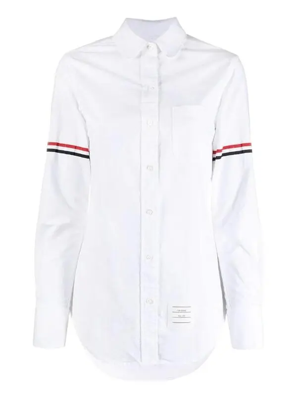 Thom Browne Striped Armband Cotton Oxford Shirt - White