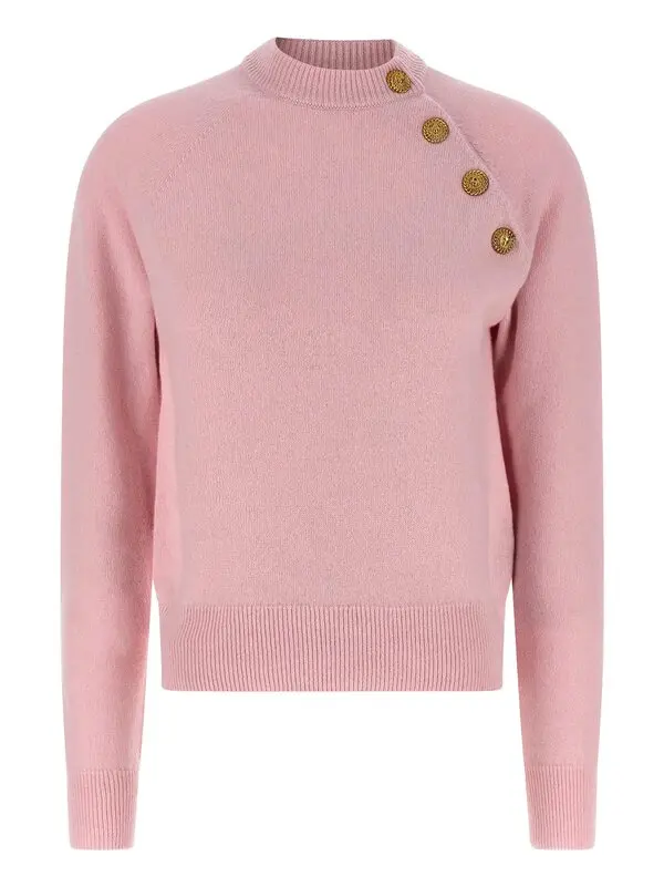 Balmain Long Sleeved Buttoned Jumper - Pink