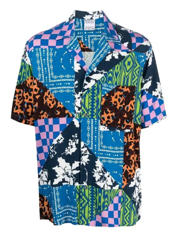 MARCELO BURLON COUNTY OF MILAN Short-sleeved Shirt - Blue