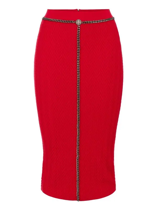 Elisabetta Franchi Chained Midi Skirt - Red