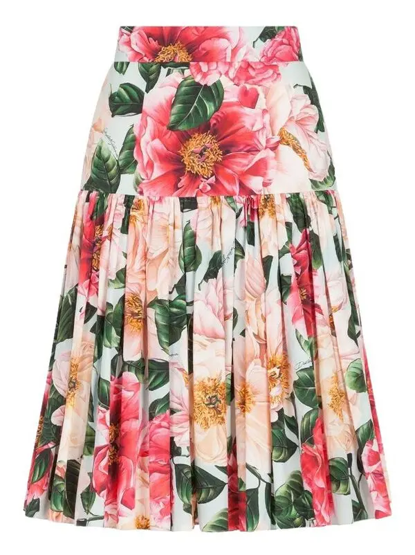 Dolce & Gabbana Floral Print Pleated Knee-length Skirt - Multicolor