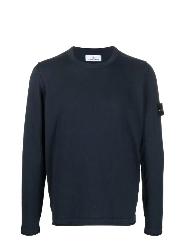Stone Island Logo Patch Crewneck Sweatshirt - Blue
