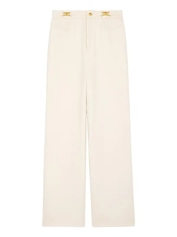 Celine Triomphe Cotton Drill Trousers - Off White