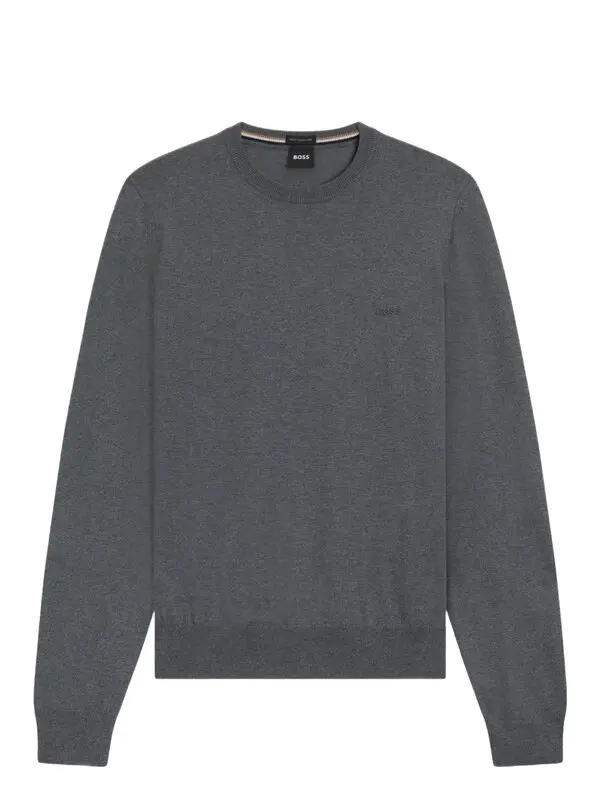 Hugo Boss Crewneck Jumper With Embroidered Logo - Grey