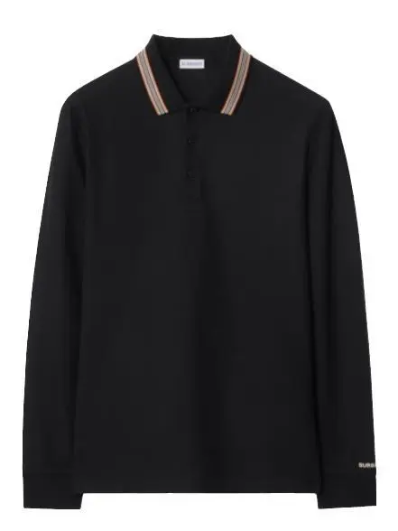 Burberry Long-sleeve Cotton Polo Shirt - Black