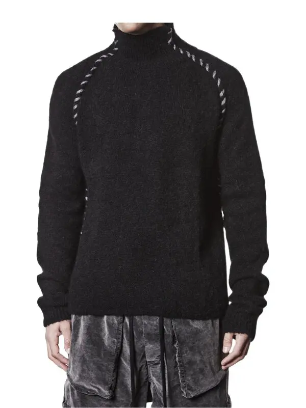 THOM KROM High-neck Long-sleeve Sweater With Raglan Sleeves - Black